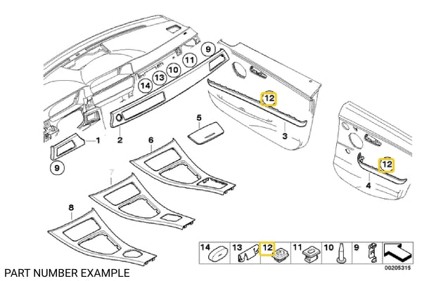 Interior Trim Retainer – 07149158194 - E46 E53 E90 E91 E92 E93 X5 ...