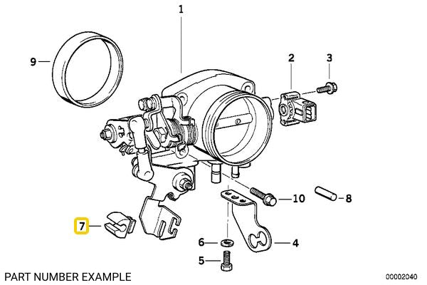 Accelerator Cable Clip - 13541747519 - E24 E28 E30 E34 E36 E38 E39 E46 ...