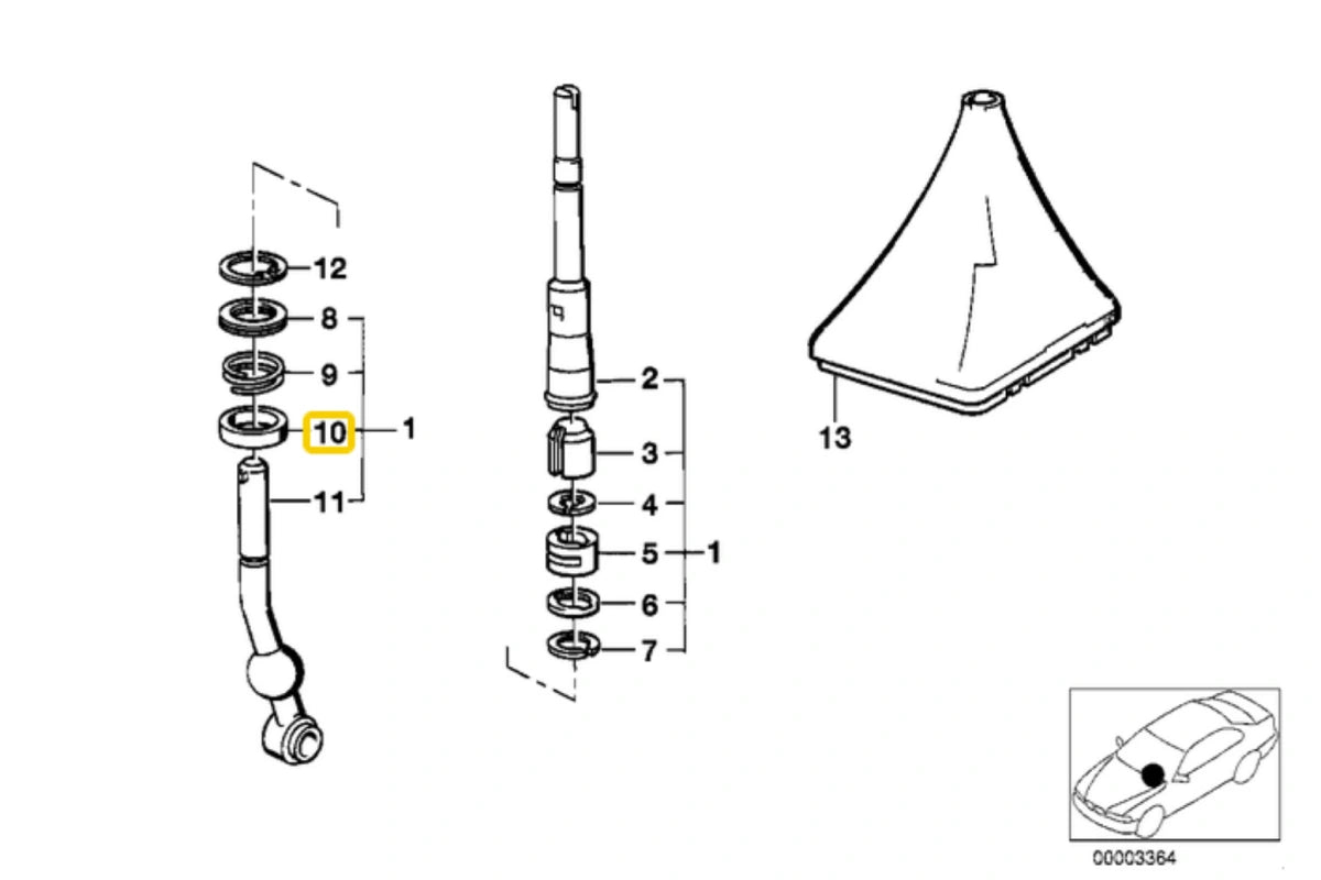 Gearshift Upper Ball Cup Bushing - 23411466110 E21 E30 E12 E28 E24 E23 ...