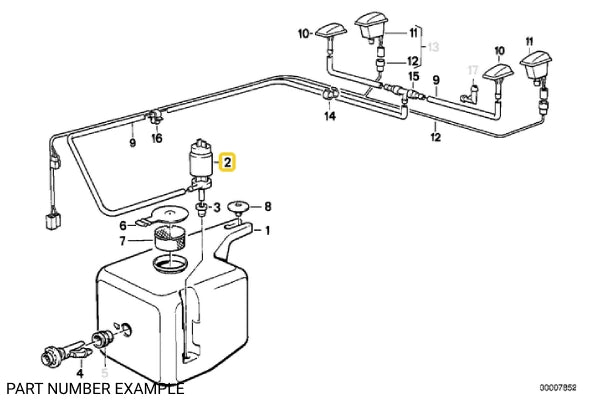 Windscreen Washer Pump - 61661377830 - E24 E30 E31 E32 E34 E36 E38 Z3 ...